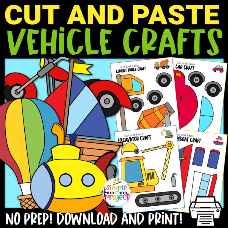 Transportation Cut and Paste Craft Templates - Simple Mom Project Store