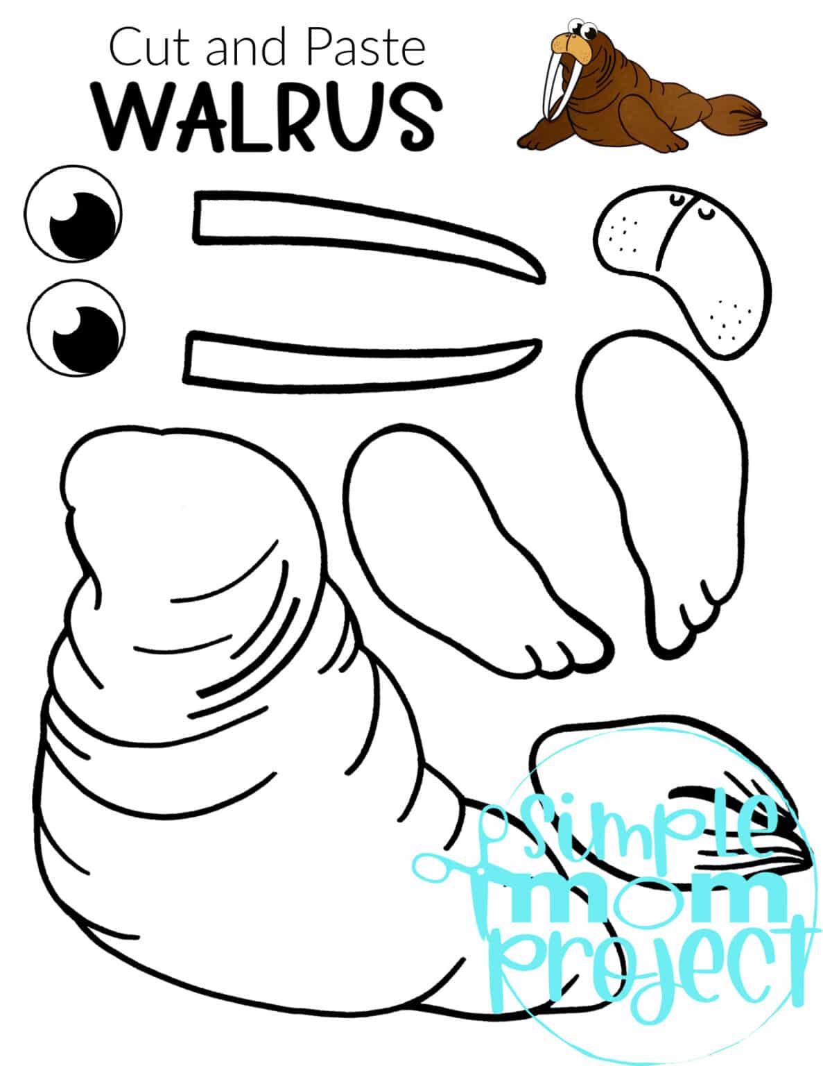 Arctic Animal Crafts – 14 Black & White Printable Cut & Paste Templates ...