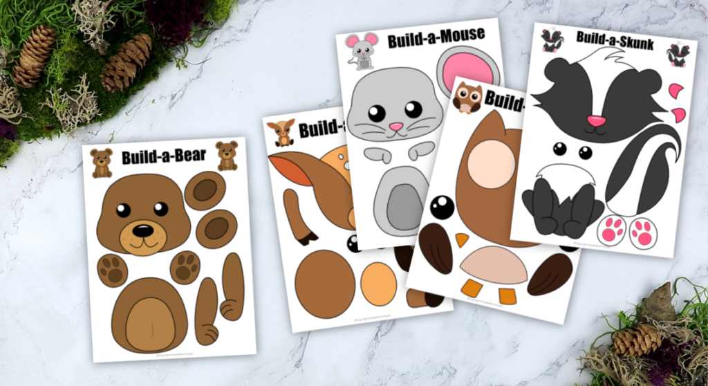 20 Woodland Animal Cut and Paste Craft Templates | Full Colored & Black ...
