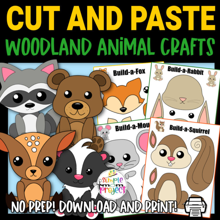 Woodland Animal Cut and Paste Craft Templates - Simple Mom Project Store