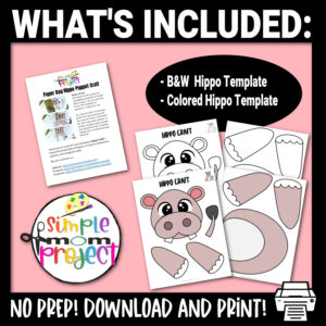 Easy and Fun Hippo Paper Bag Puppet Craft Printable Template – Simple ...