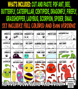 Insect & Bug Crafts Mega Bundle – 24 Printable Cut & Paste Templates ...