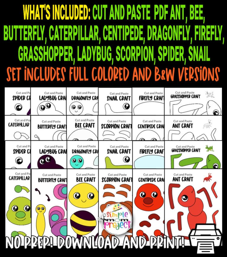 Insect & Bug Crafts Mega Bundle – 24 Printable Cut & Paste Templates ...