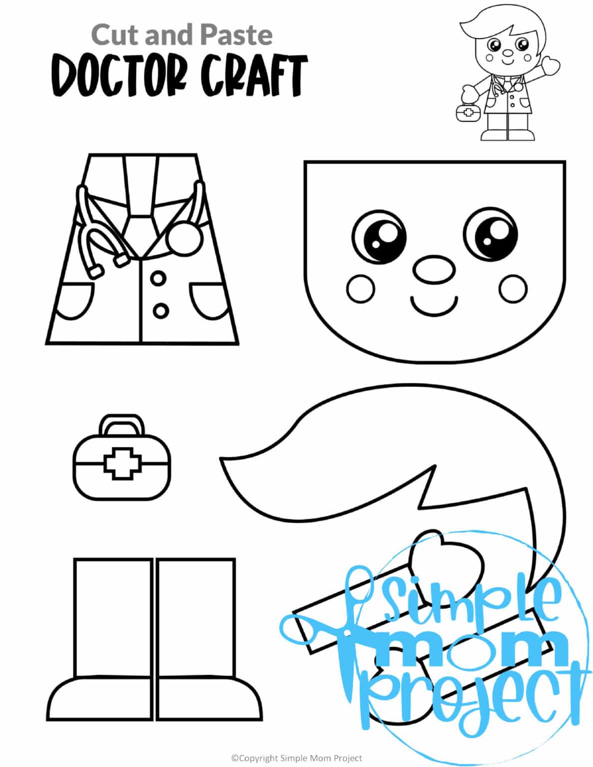Community Helper Crafts – 10 Black & White Printable Cut & Paste ...