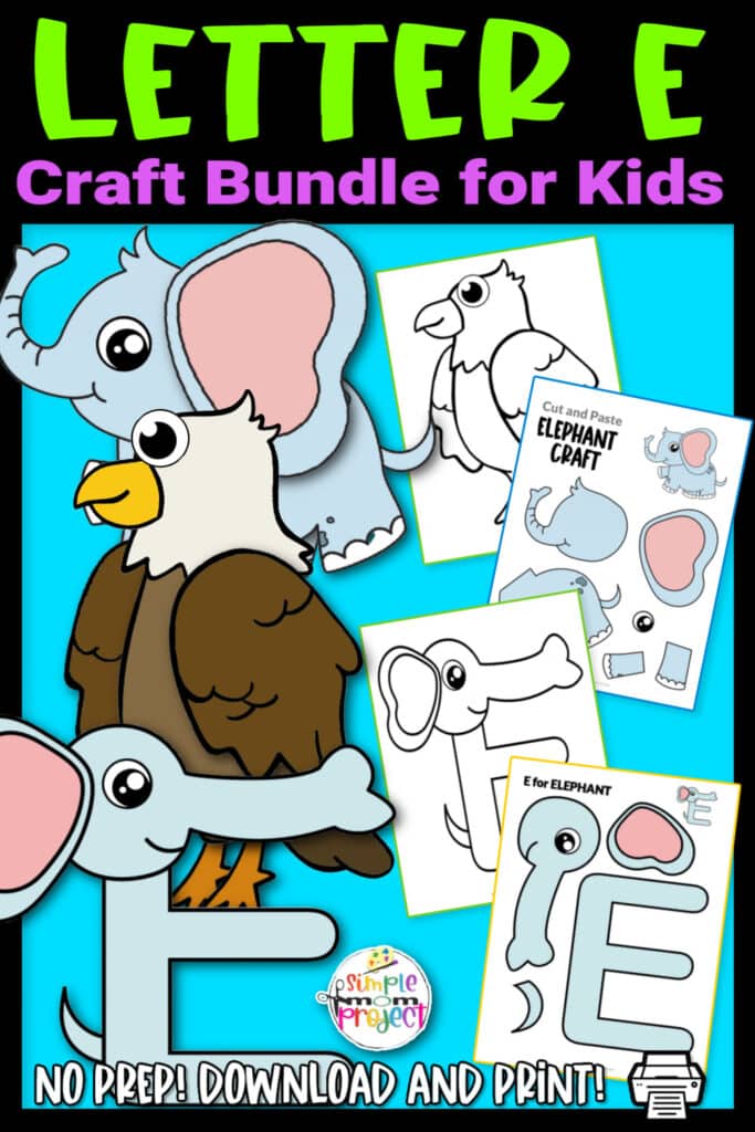 Easy and Fun Letter E Craft Printable Bundle Learning Activity for Kids ...