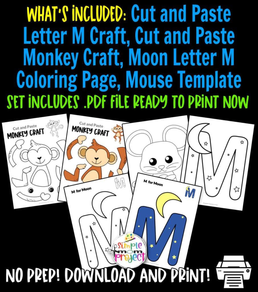 Easy and Fun Letter M Craft Printable Bundle Learning Activity for Kids ...