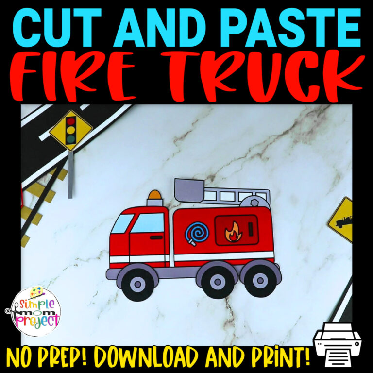 Fire Truck Cut and Paste Craft - Simple Mom Project Store