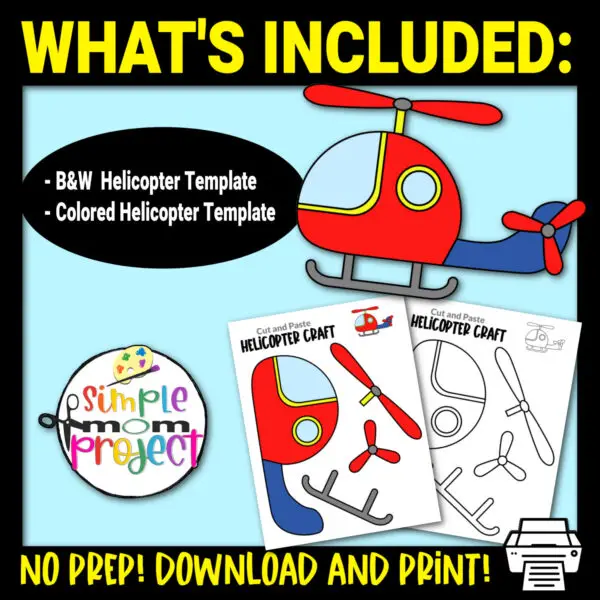 Helicopter Printable Cut and Paste Craft Template – Simple Mom Project ...