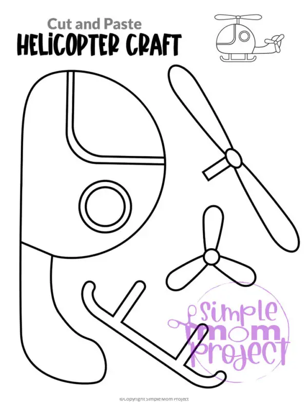 Helicopter Printable Cut and Paste Craft Template – Simple Mom Project ...