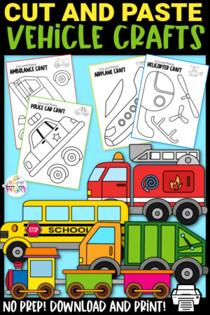 Black and White Vehicle Cut and Paste Craft Templates - Simple Mom ...