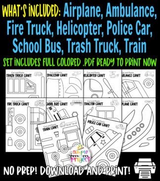 Black and White Vehicle Cut and Paste Craft Templates - Simple Mom ...