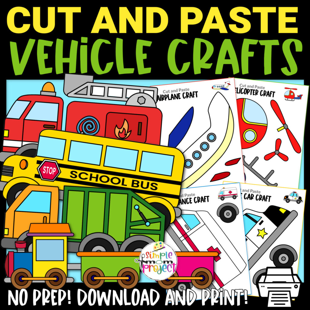 Full Colored Vehicle Cut and Paste Craft Templates - Simple Mom Project ...