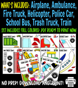 Full Colored Vehicle Cut and Paste Craft Templates – Simple Mom Project ...