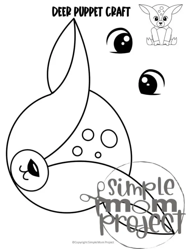 Easy and Cute Deer Paper Bag Puppet Craft Printable Template – Simple ...
