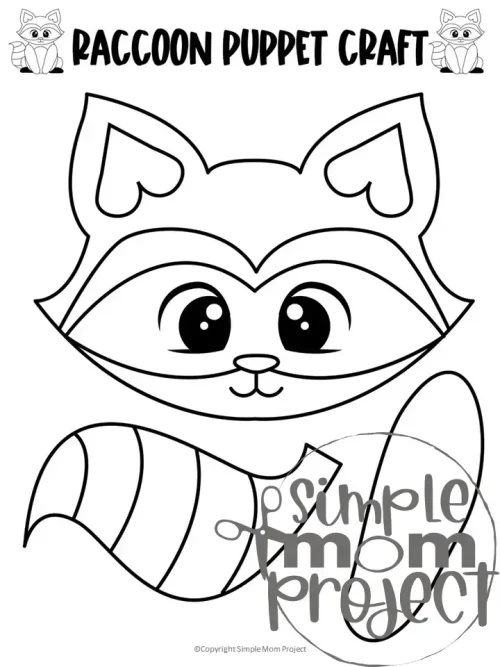 Raccoon Paper Bag Puppet – Printable Craft Template for Kids - Simple ...