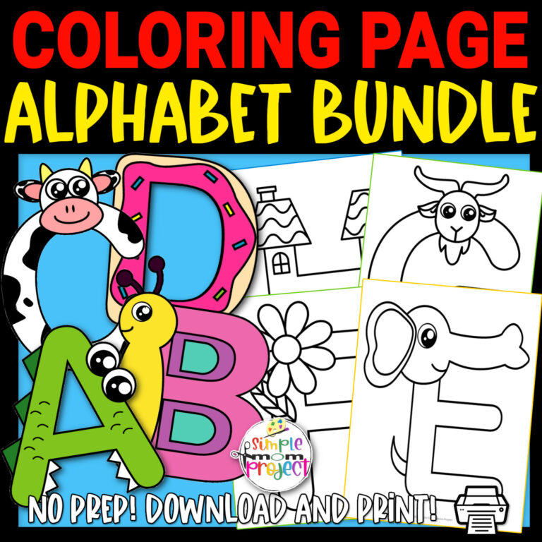 Fun Alphabet Coloring Page Bundle - Simple Mom Project Store