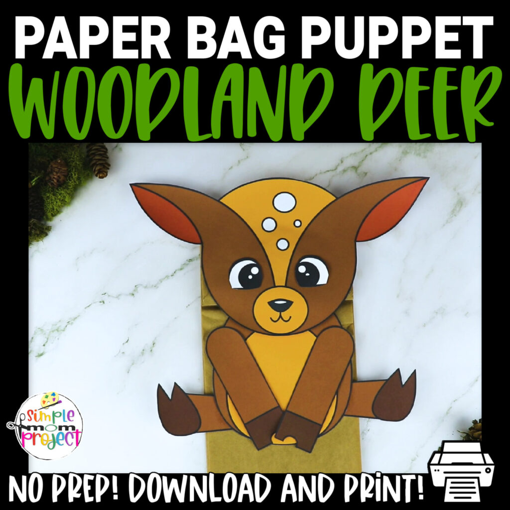 Deer Paper Bag Puppet Craft Template - Simple Mom Project Store