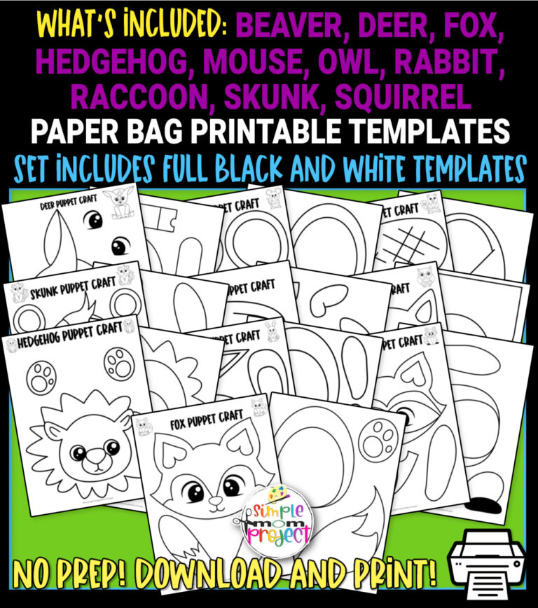 Pig Paper Bag Puppet Craft Template - Simple Mom Project Store