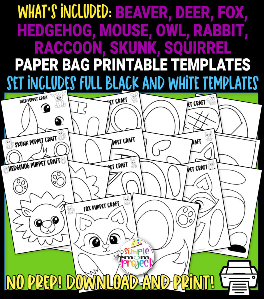 Princess Puppet Paper Bag Craft Template - Simple Mom Project Store