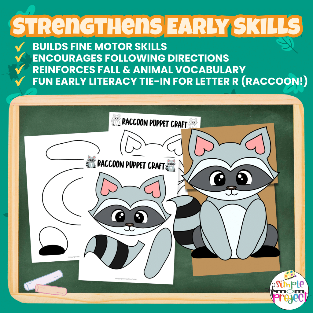 Raccoon Paper Bag Puppet – Printable Craft Template for Kids - Simple ...