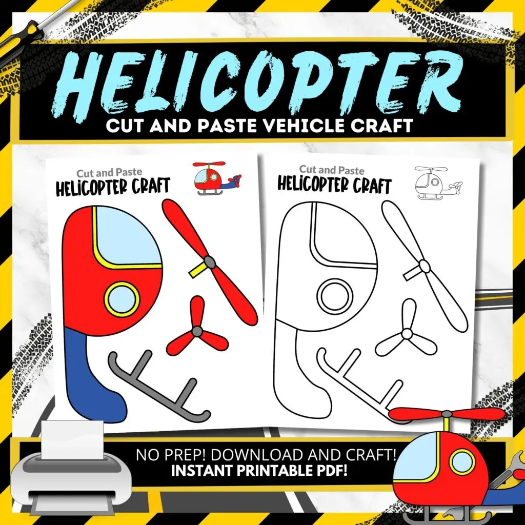 Printable Preschool Helicopter Craft Activity | Instant Download ...