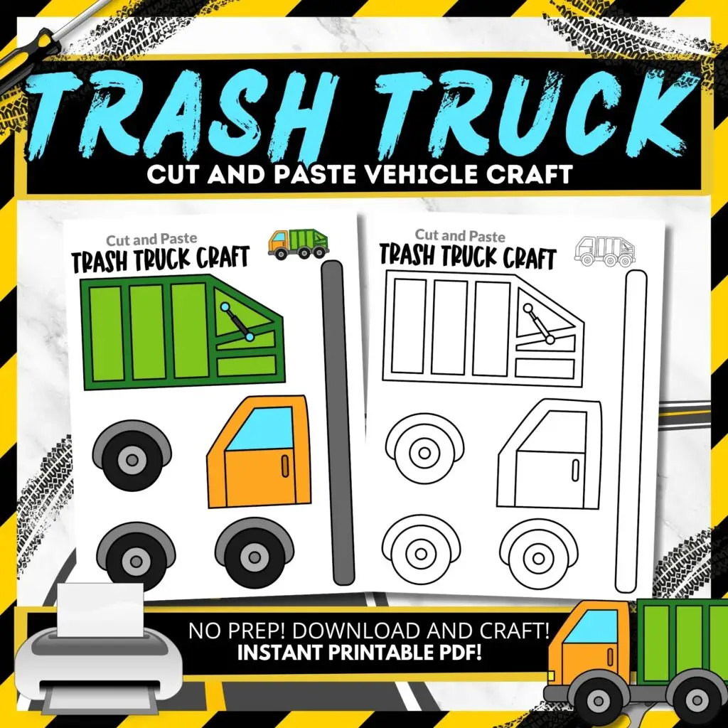 Easy Printable Preschool Trash Truck Craft Activity | Instant Download ...