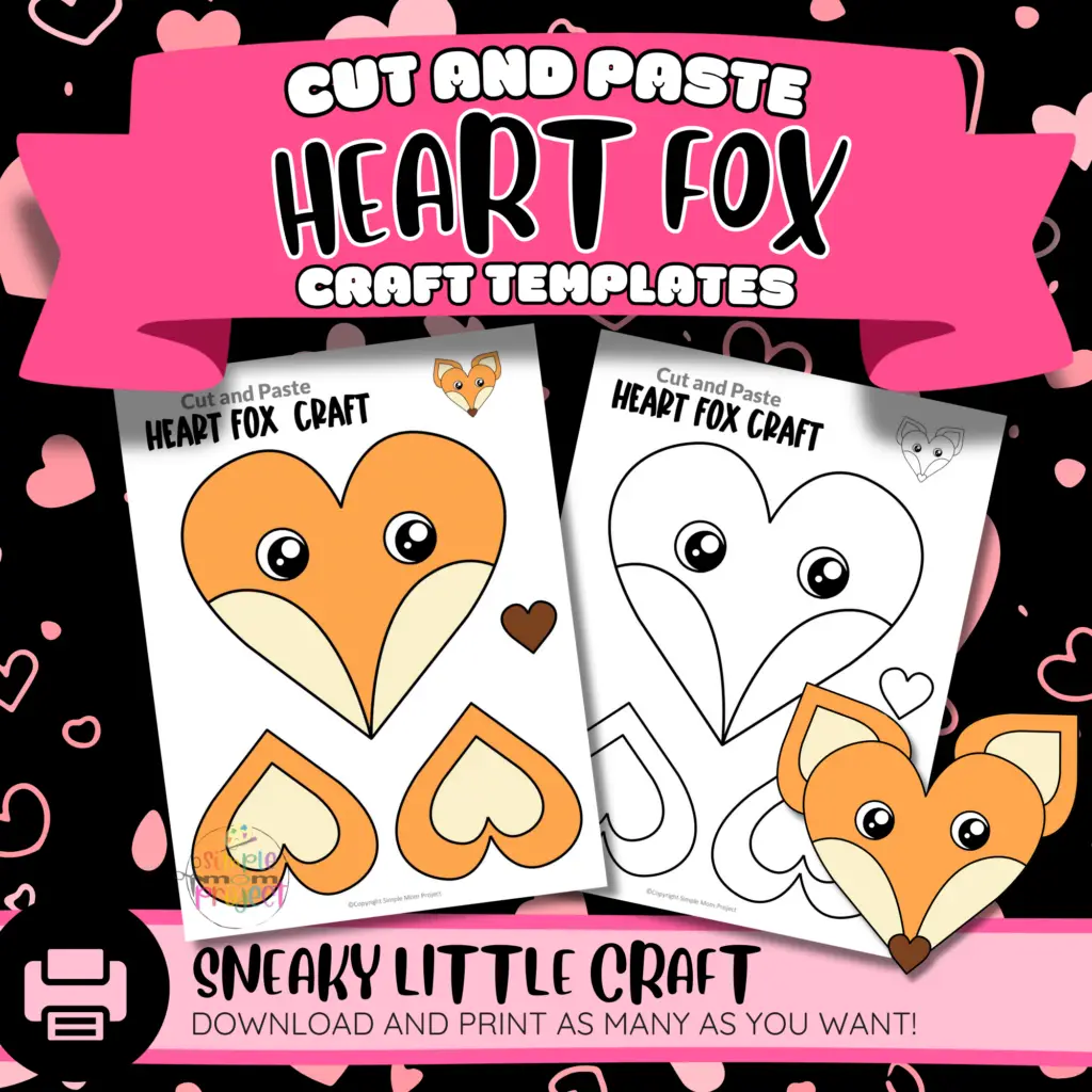 Printable Heart Fox Cut and Paste Craft for Kids – Simple Mom Project Store