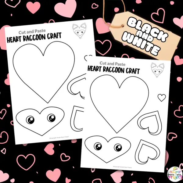 Heart Raccoon Cut and Paste Craft – Simple Mom Project Store