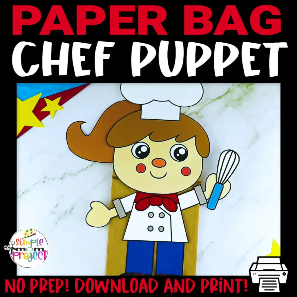 Chef Paper Bag Puppet Craft Printable Community Helper Template ...