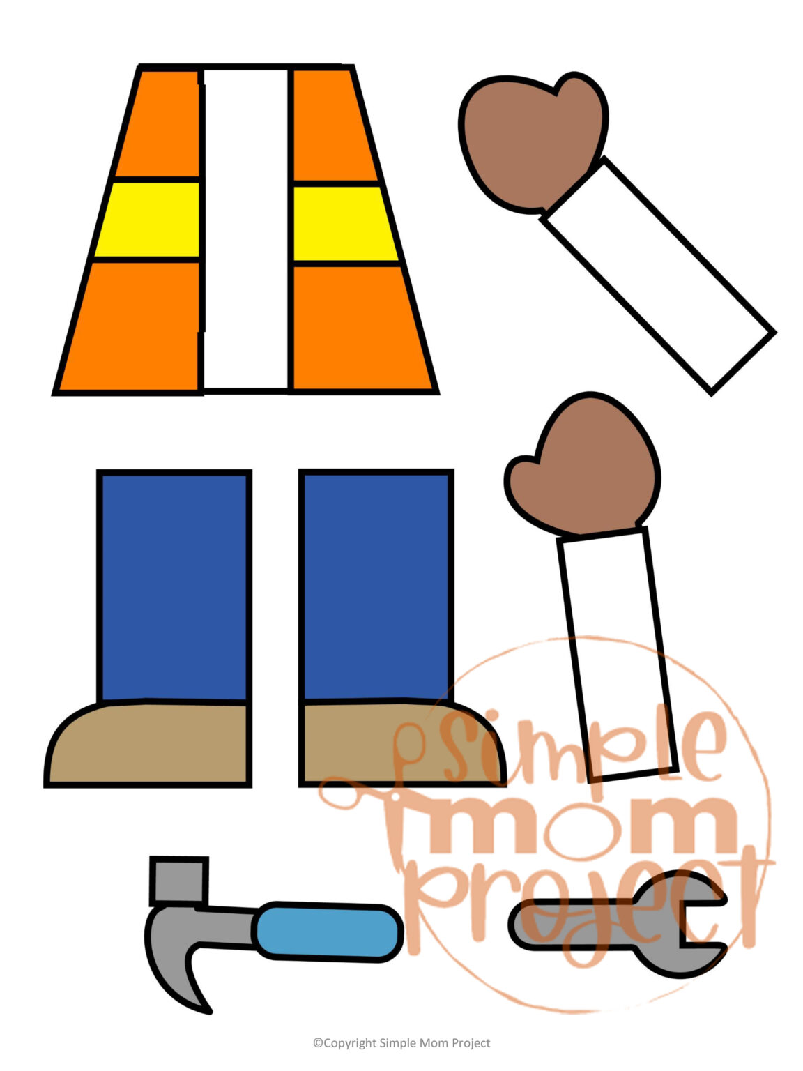 Community Helper Paper Bag Puppet Craft Templates – Simple Mom Project ...