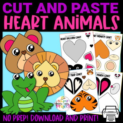 Full Colored Heart Animal Crafts for Kids - Simple Mom Project Store