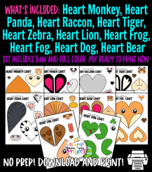 Ultimate Heart Animal Cut and Paste Crafts - Simple Mom Project Store