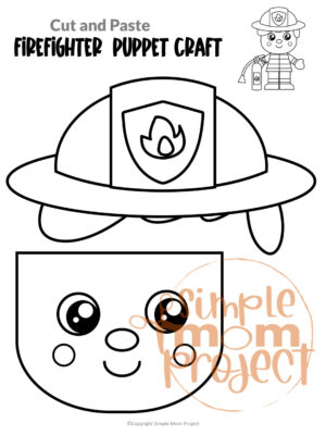 Firefighter Paper Bag Puppet Craft Template - Simple Mom Project Store
