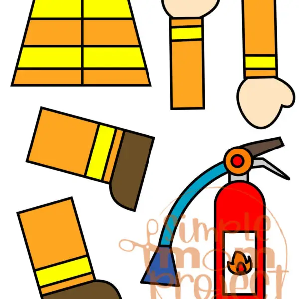 Firefighter Paper Bag Puppet Craft Printable Community Helper Template ...