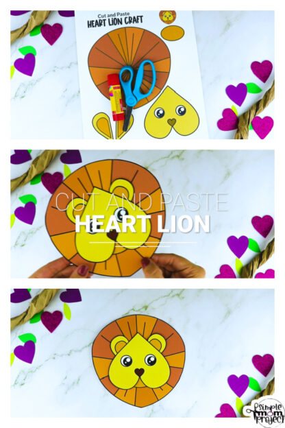Roaringly Adorable Heart Lion Cut and Paste Craft – Simple Mom Project ...