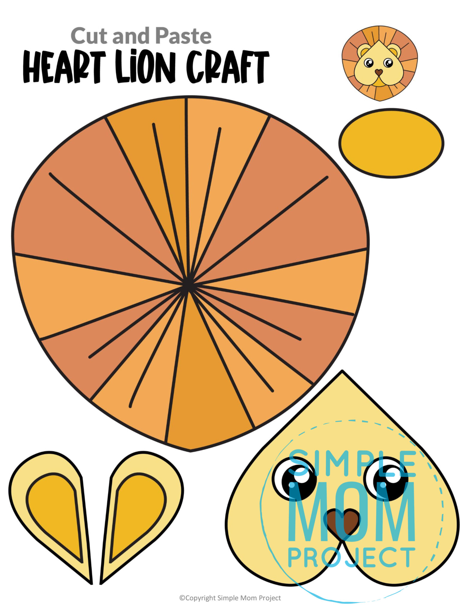 Heart Lion Cut and Paste Craft - Simple Mom Project Store