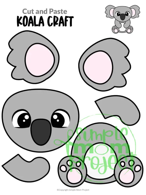 Easy Printable Crafty Koala Cut and Paste Activity for Kids – Simple ...
