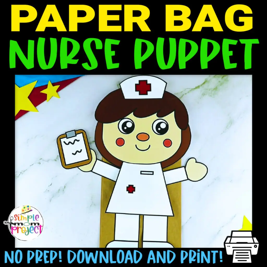 Nurse Paper Bag Puppet Craft Printable Community Helper Template ...