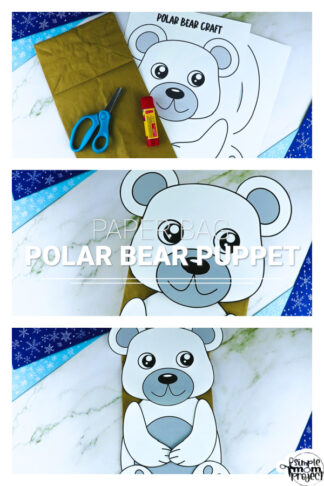 Polar Bear Paper Bag Puppet Craft Template - Simple Mom Project Store