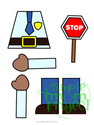 Police Officer Paper Bag Puppet Craft Template – Simple Mom Project Store