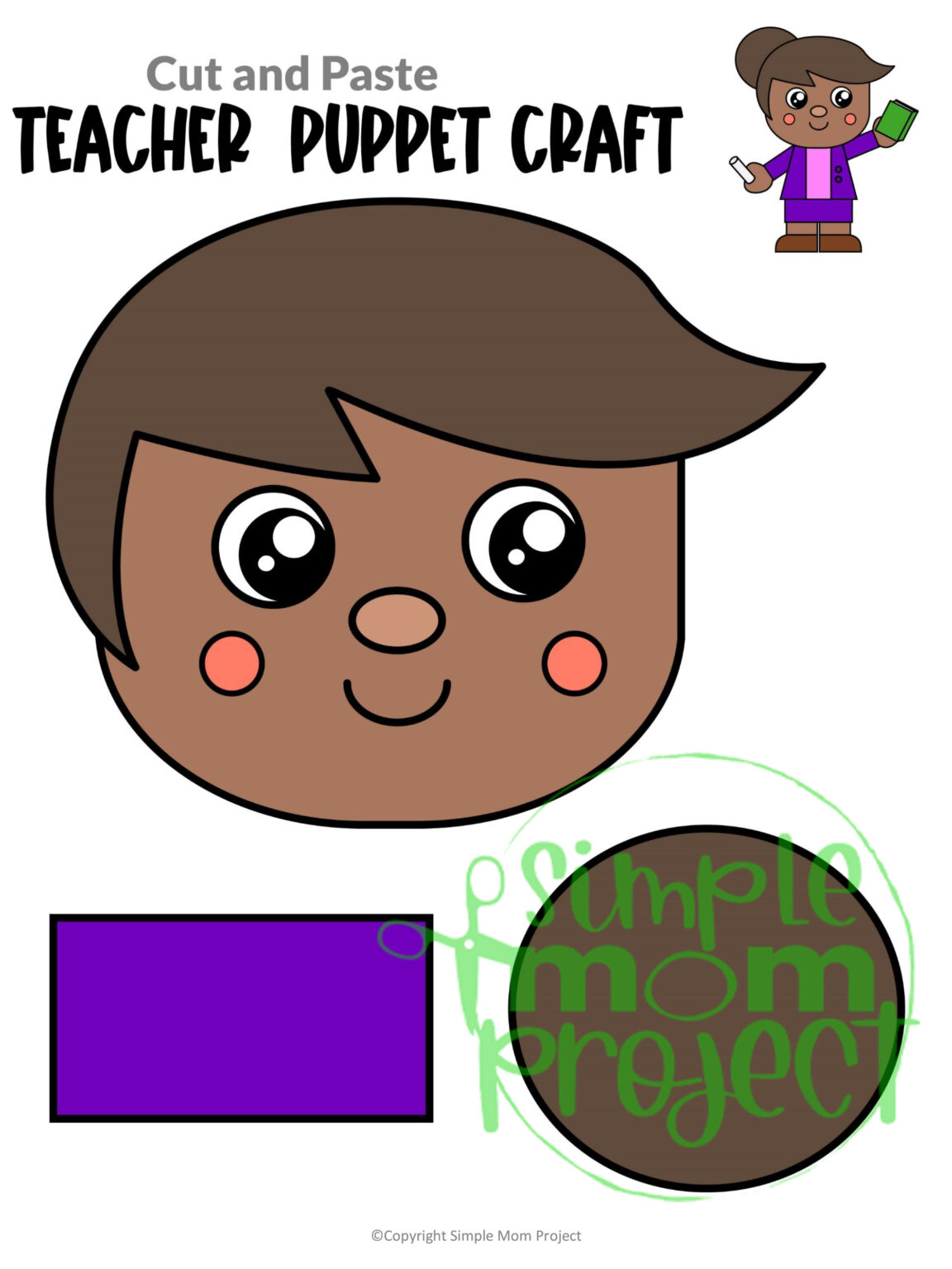 Teacher Paper Bag Puppet Craft Template - Simple Mom Project Store