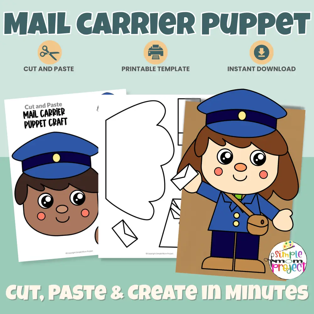 Mail Carrier Paper Bag Puppet – Printable Community Helper Craft ...
