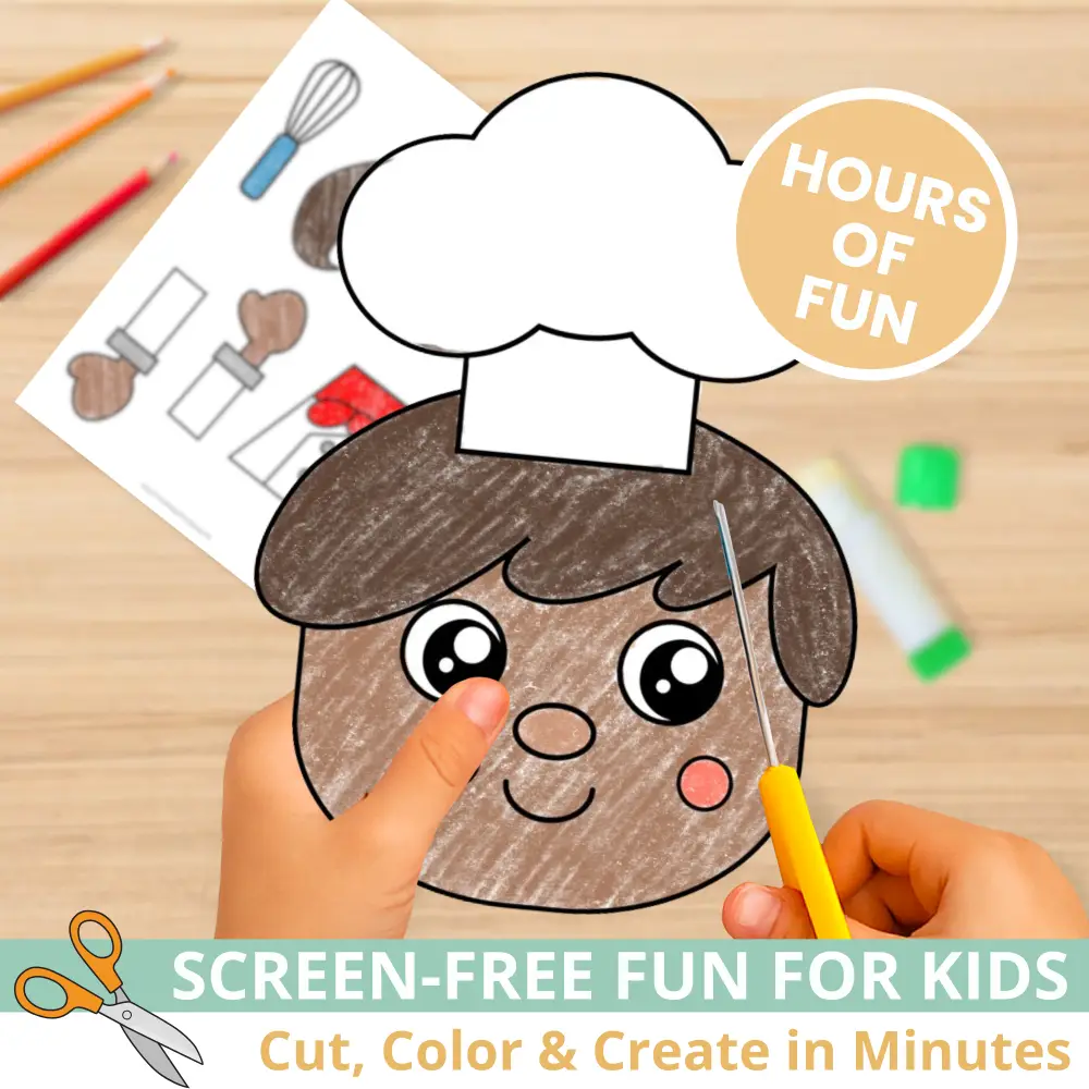 Chef Paper Bag Puppet Craft for Kids | Community Helper Activity ...