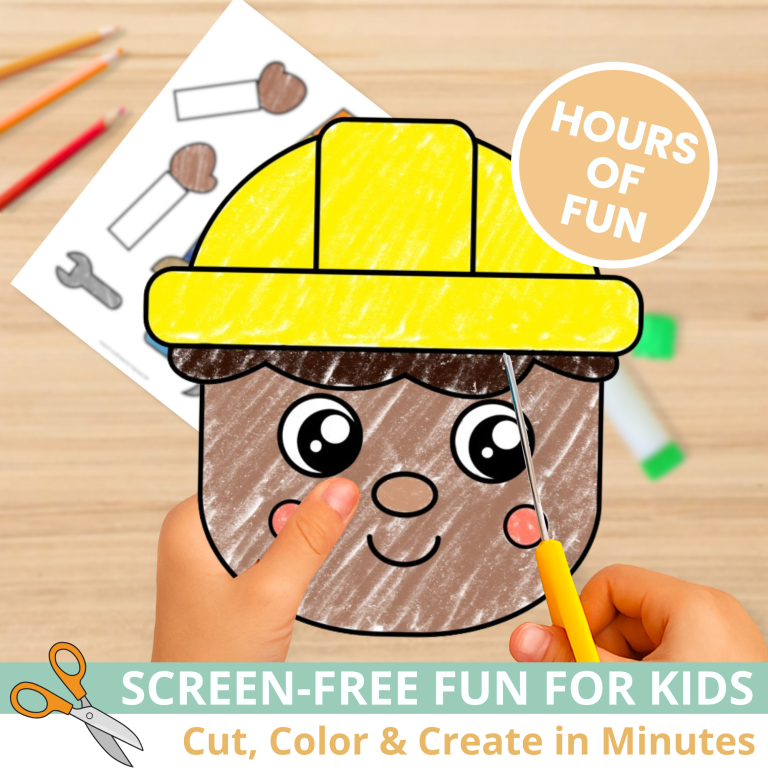 Construction Worker Paper Bag Puppet Craft | Community Helper Printable ...
