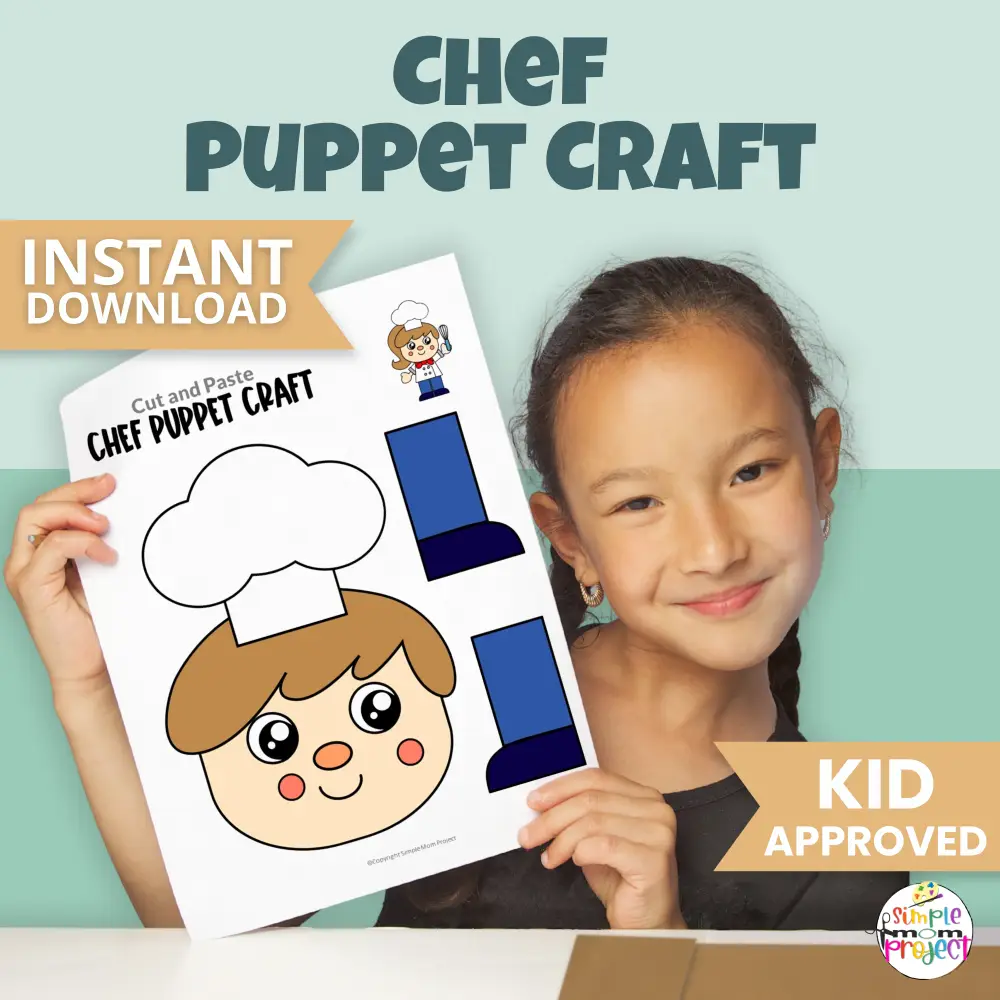 Chef Paper Bag Puppet Craft for Kids | Community Helper Activity ...