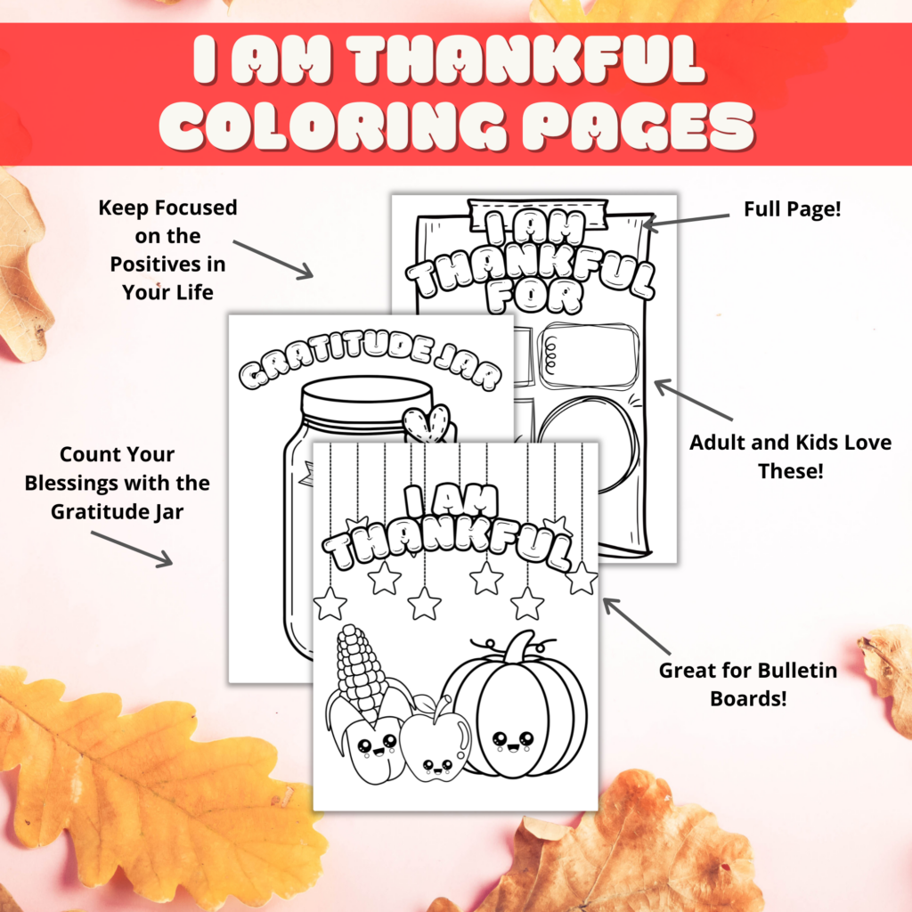 I am Thankful Coloring Book | Gratitude Coloring Page | Gratitude Jar ...