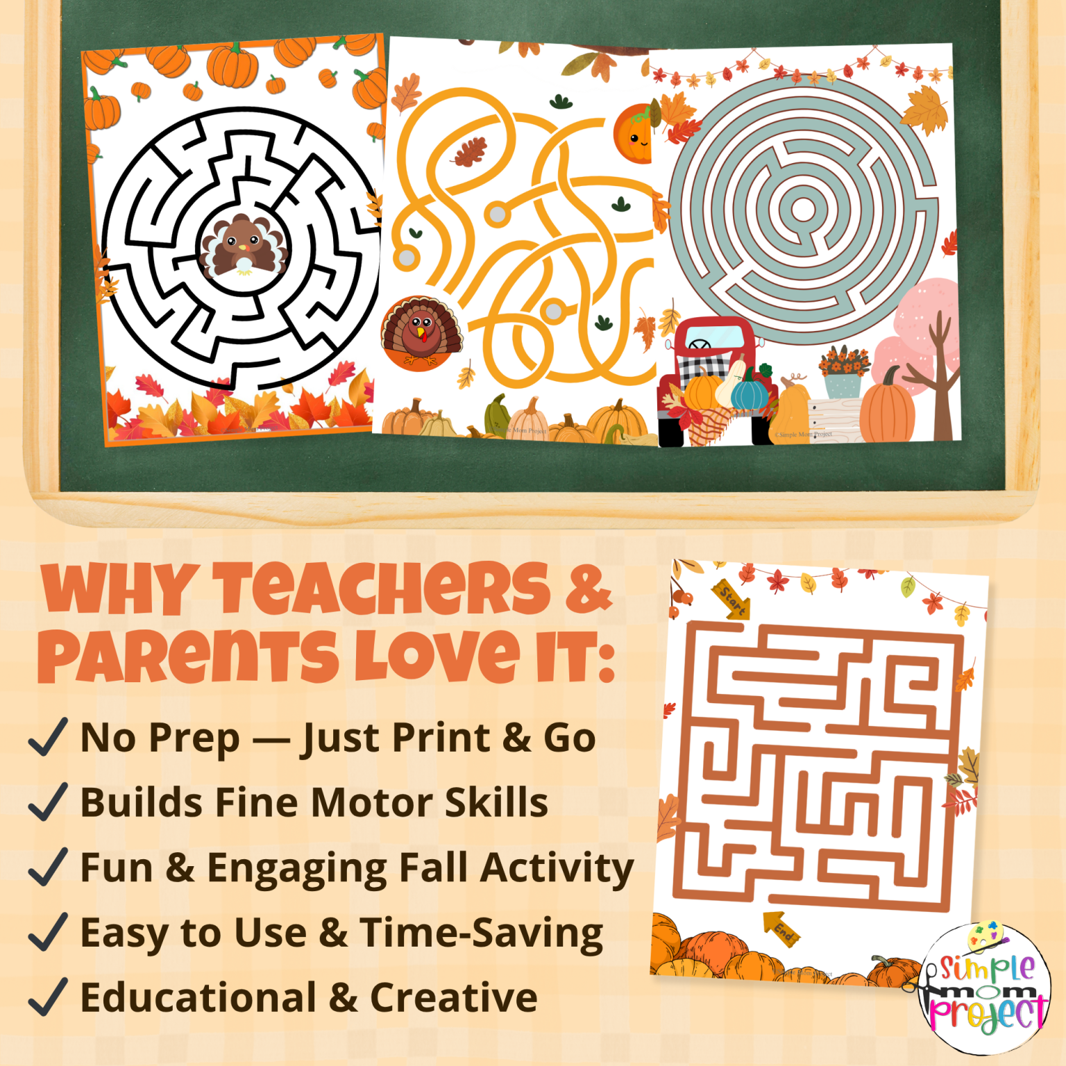 10 Cute Printable Fall and Autumn Maze Worksheets for Kids – Simple Mom ...