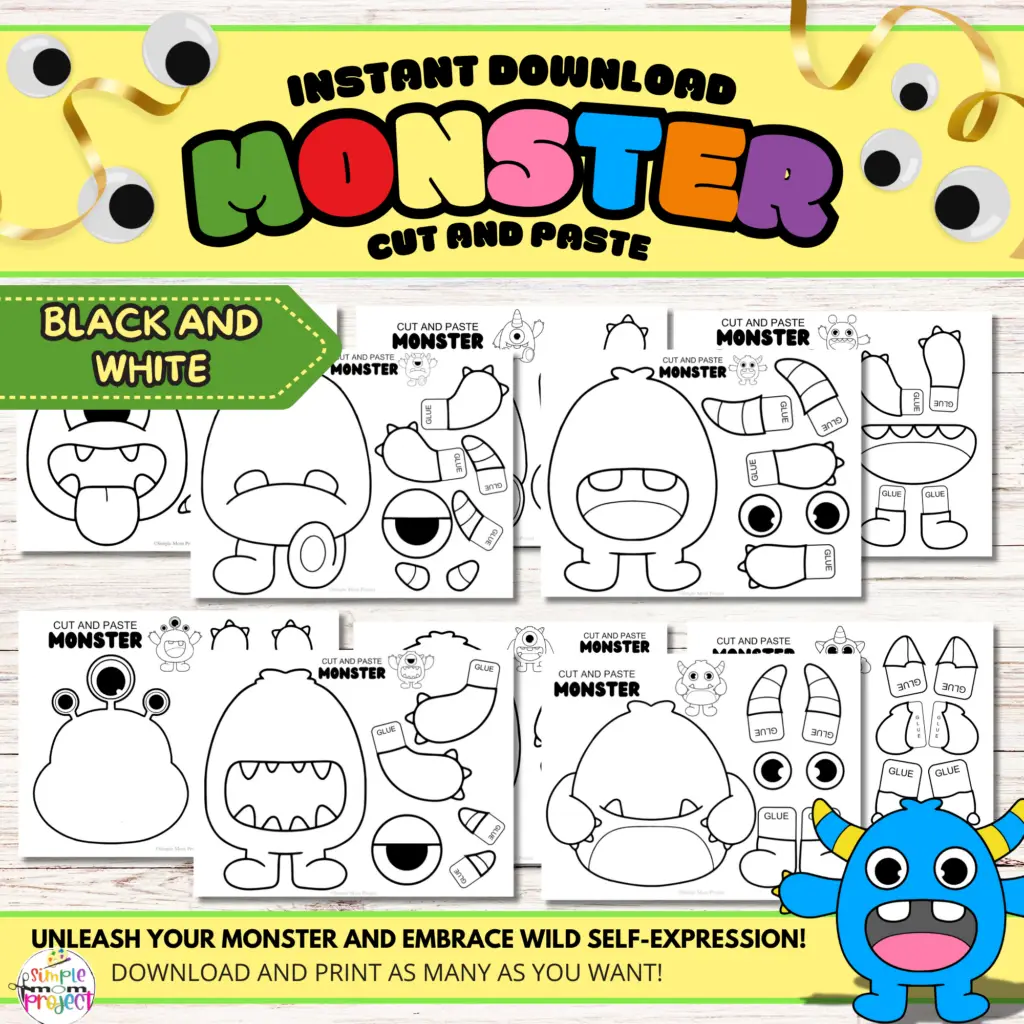 10 Black and White Build-a-Monster Craft Activities | Black and White ...