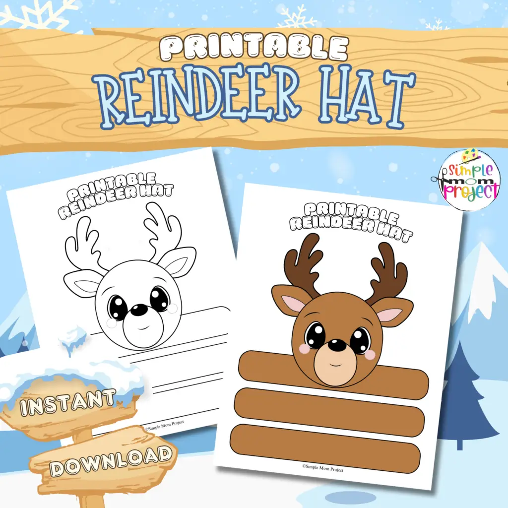 Reindeer Hat Printable Template Craft for Kids – Simple Mom Project Store