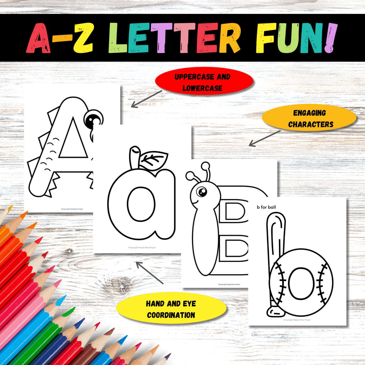 Cute Alphabet Coloring Pages – Complete Set of Capital & Lowercase ...